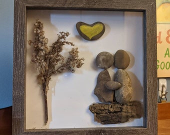 Shadow Box Rock Art Couple - Etsy