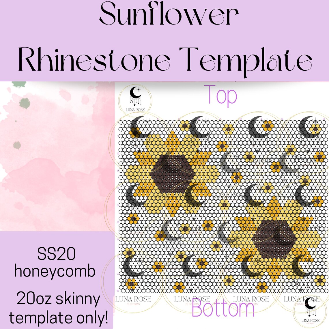Sunflower Rhinestone Template Honeycomb Template Tumbler - Etsy