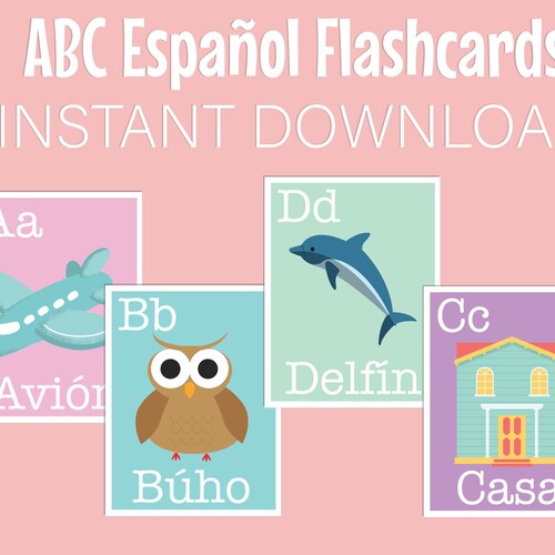 Spanish Flash Cards for Kids ABC Flash Cards Printable Flash - Etsy