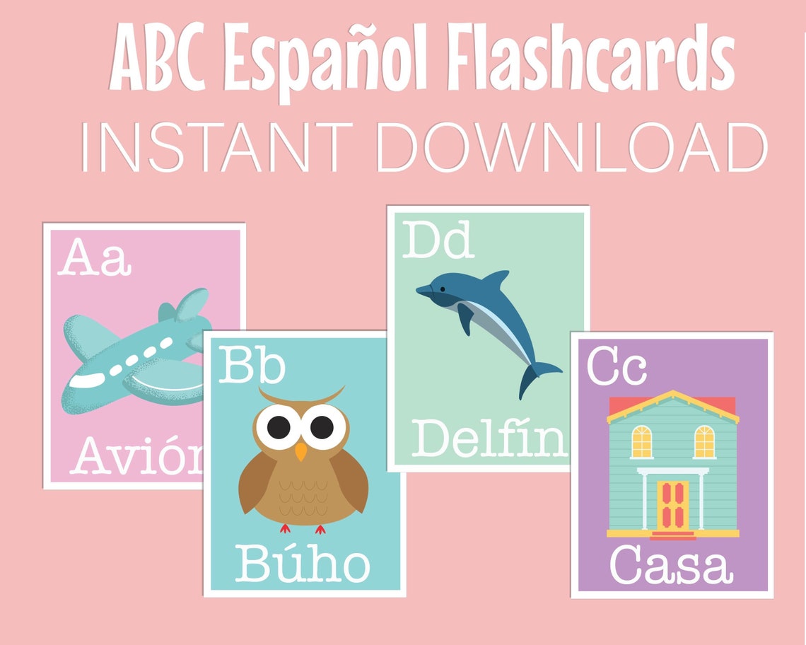 Spanish Flash Cards for Kids, ABC Flash Cards, Printable Flash Cards ...