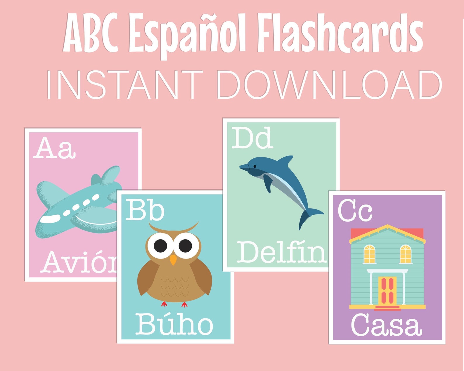 Spanish Flash Cards for Kids, ABC Flash Cards, Printable Flash Cards ...