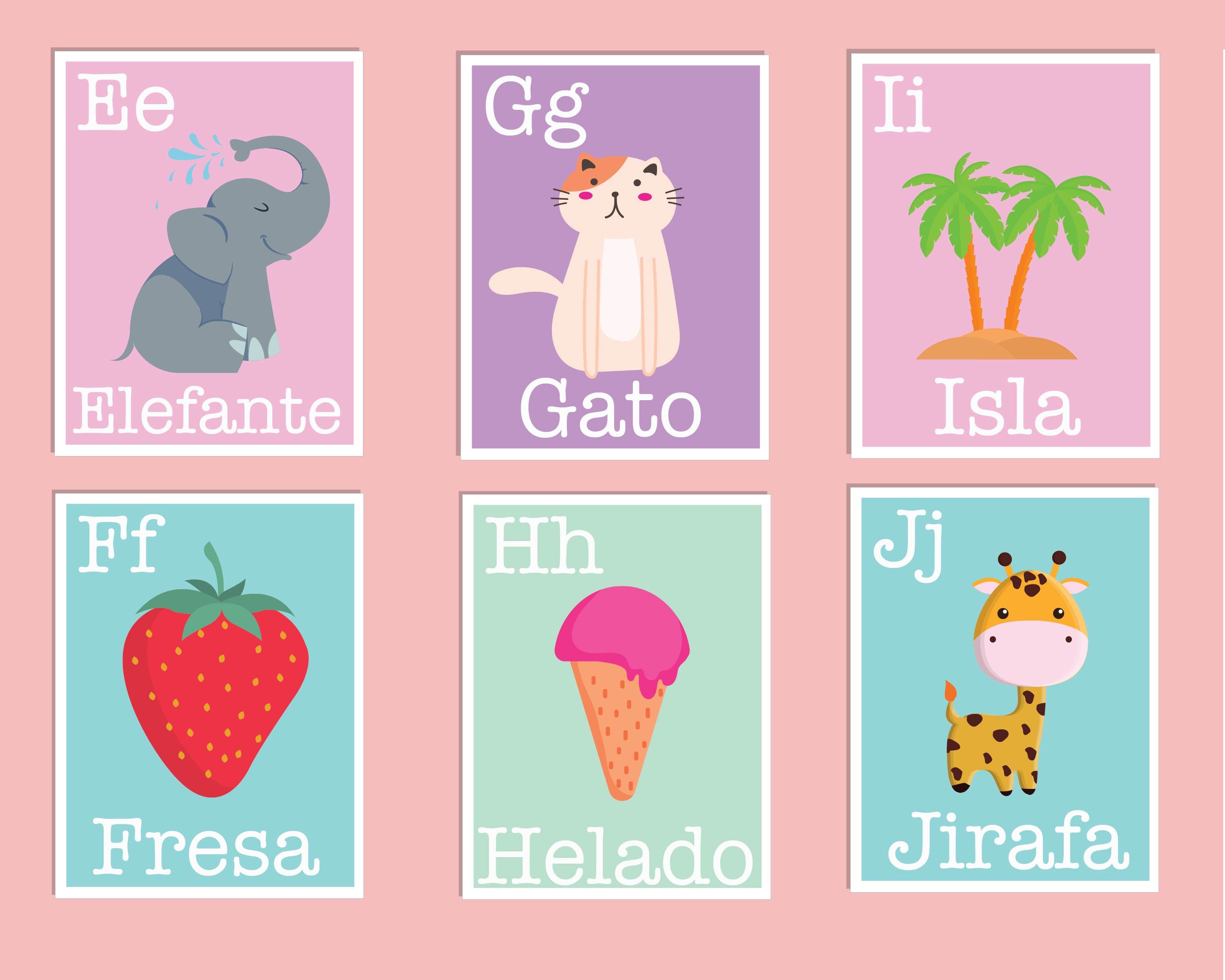 Spanish Flash Cards for Kids, ABC Flash Cards, Printable Flash Cards ...
