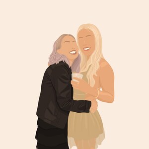 Custom 2 Person Portrait Digital Illustration Graduation Engagement ...