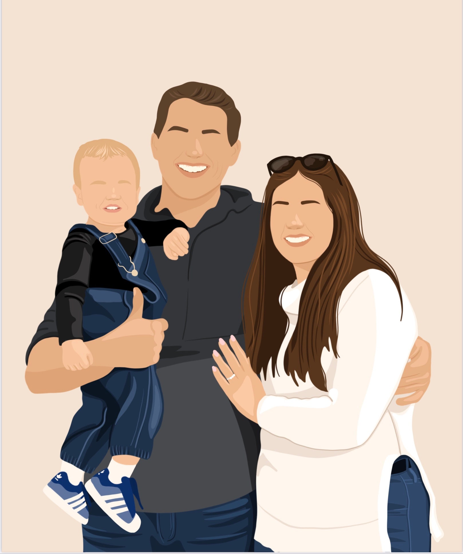 Custom 3 Person Portrait - Digital Illustration ∙ Family ∙ Friends ∙ ...