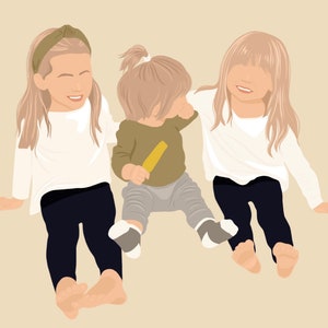 Custom 3 Person Portrait - Digital Illustration ∙ Family ∙ Friends ∙ ...