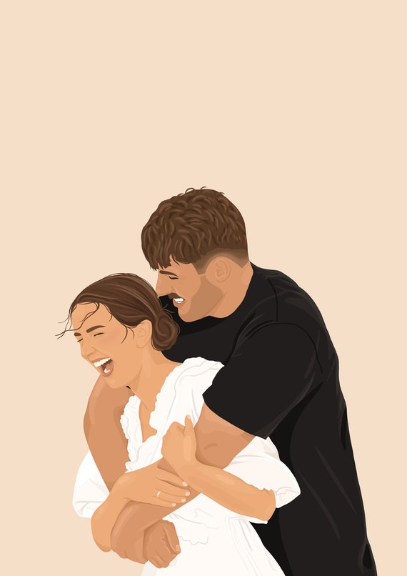 Custom 2 Person Portrait Digital Illustration Graduation | Etsy