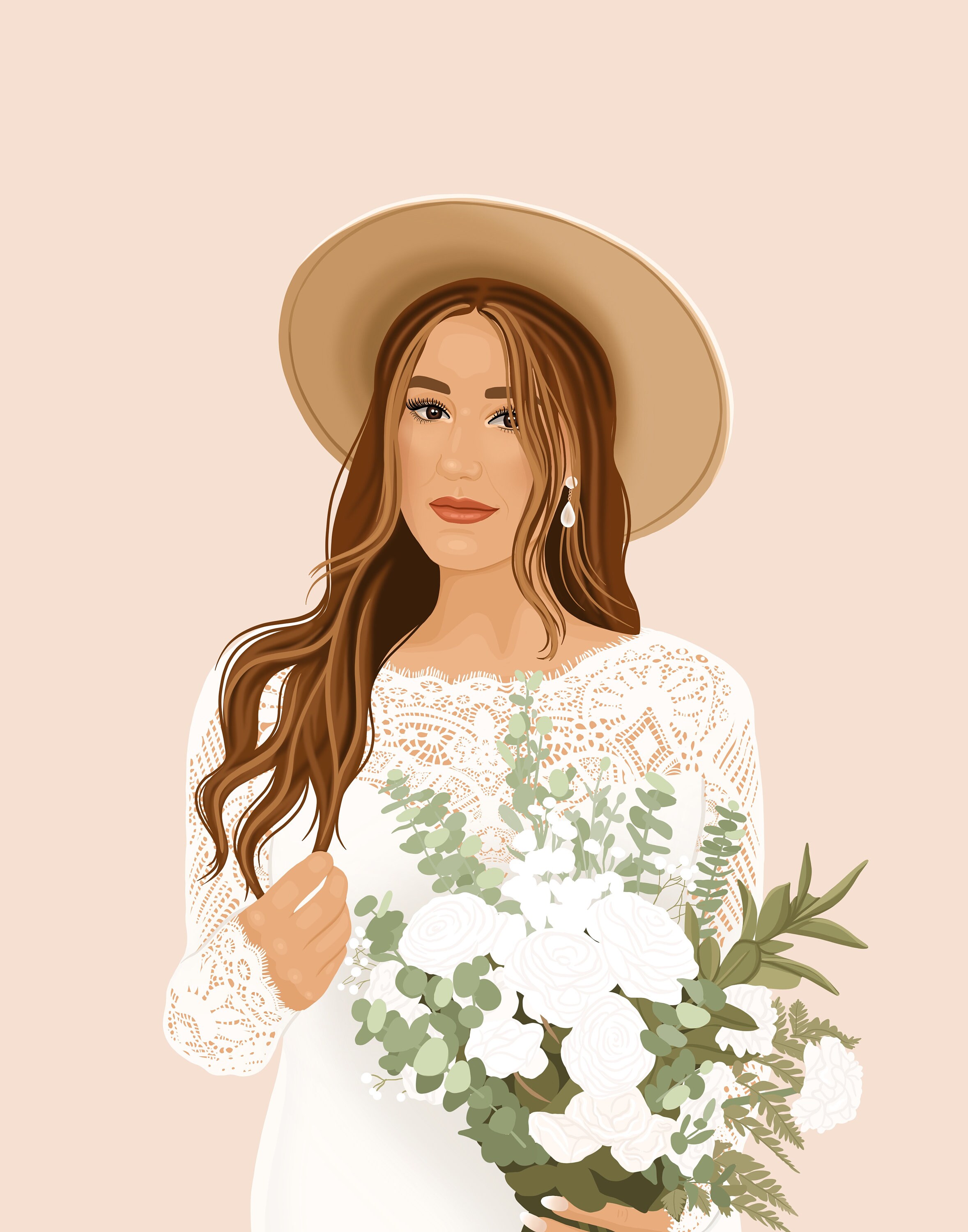 Custom 1 Person Digital Illustration Portrait Birthday Graduation - Etsy