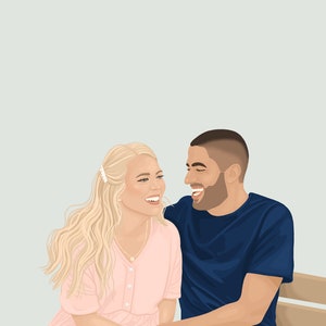 Custom 2 Person Portrait Digital Illustration Graduation Engagement ...