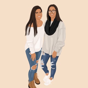 Custom 2 Person Portrait Digital Illustration Graduation | Etsy