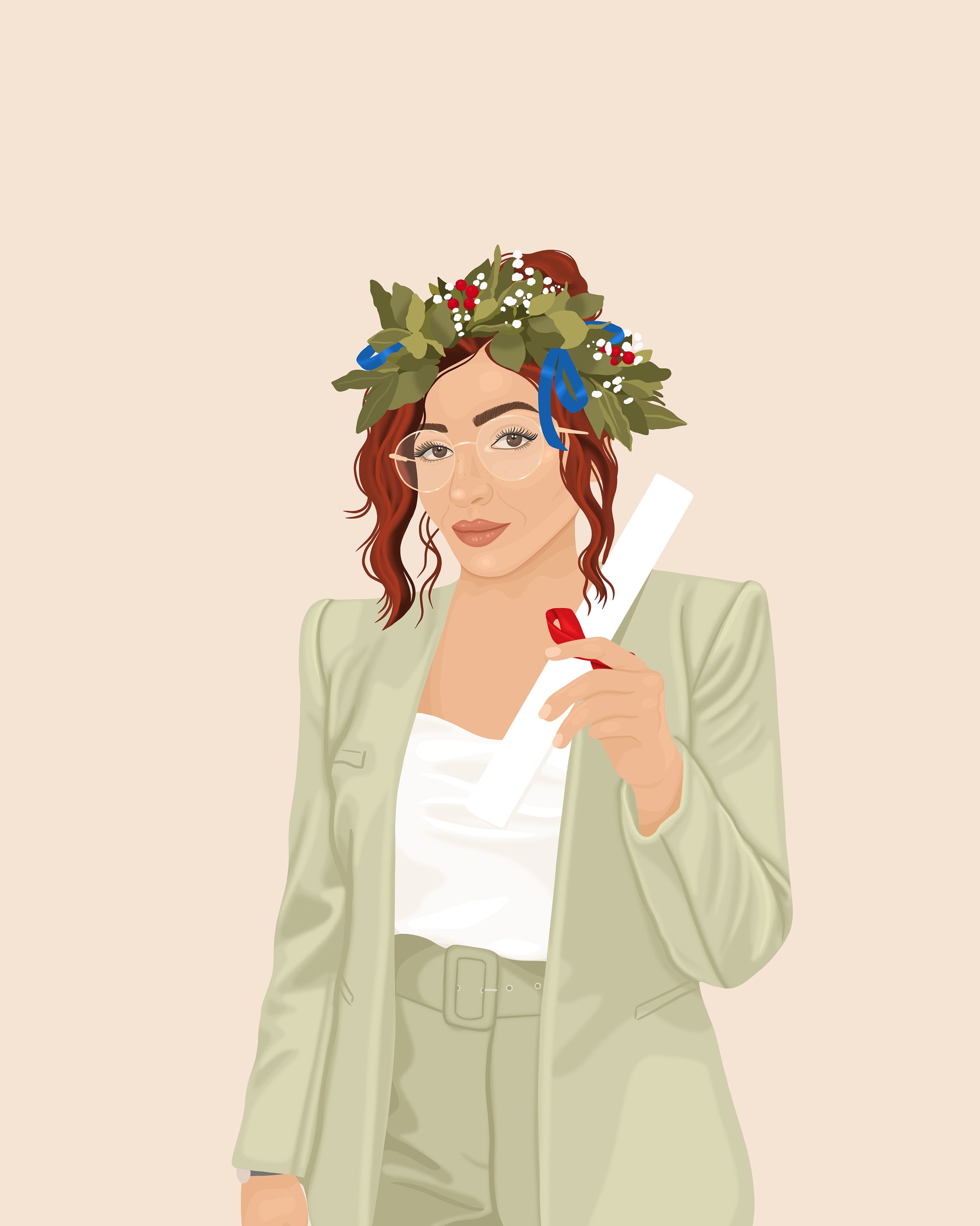 Custom 1 Person Digital Illustration Portrait ∙ Birthday ∙ Graduation ...