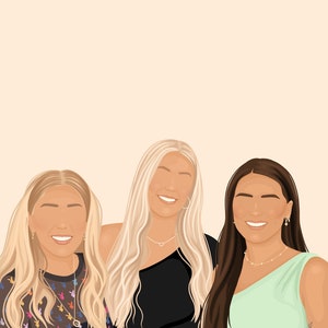 Custom 3 Person Portrait - Digital Illustration ∙ Family ∙ Friends ∙ ...