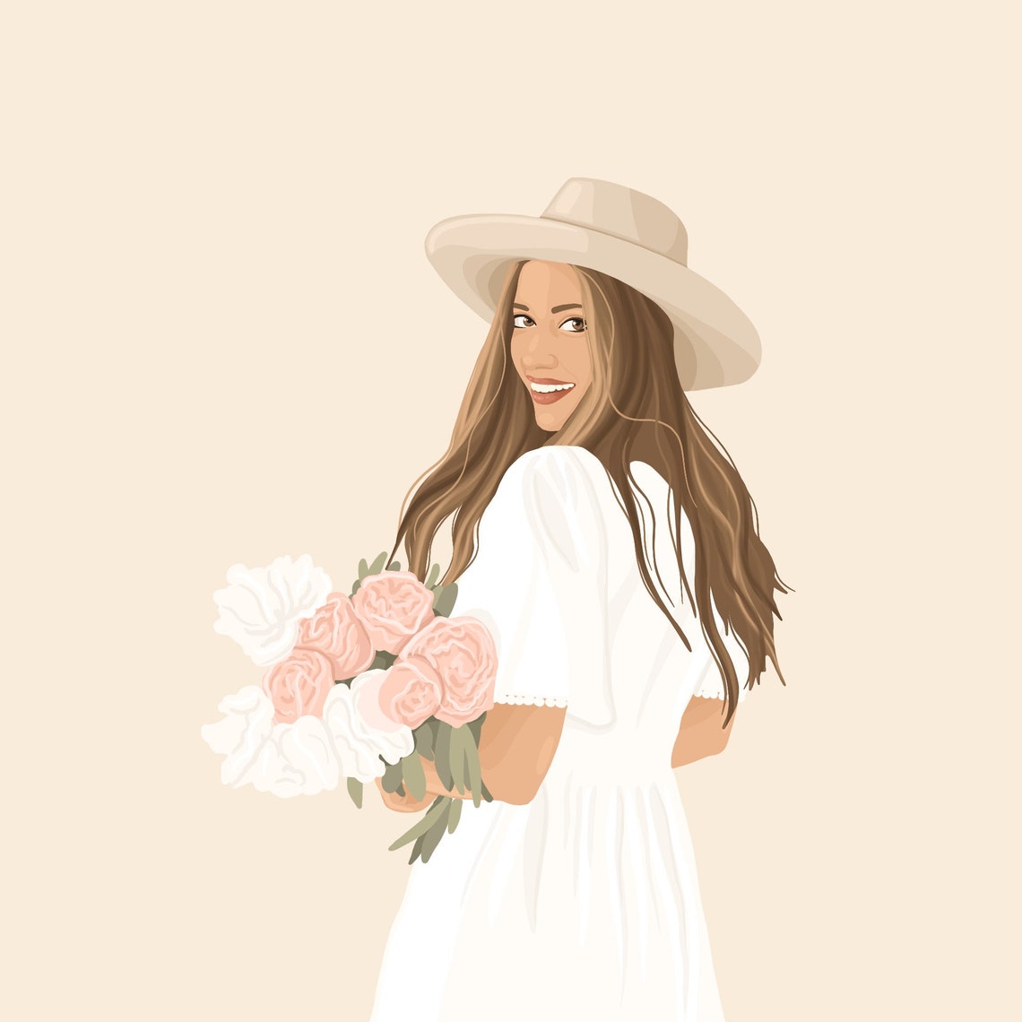 Custom 1 Person Digital Illustration Portrait Birthday - Etsy