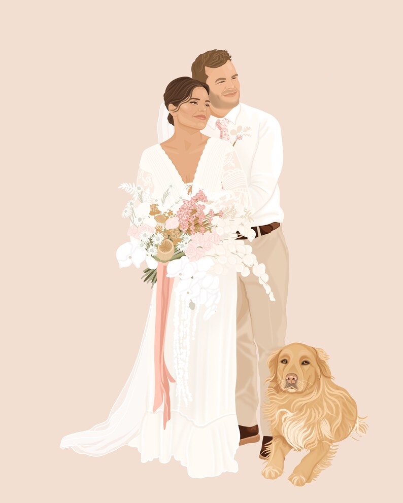 Custom 3 Person Portrait Digital Illustration Family - Etsy