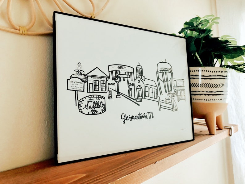 Germantown, TN City Sketch - Etsy