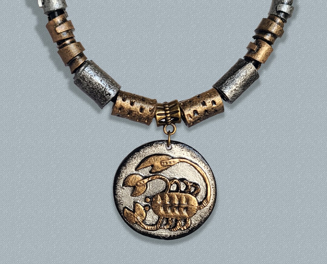 Scorpio Sign Silver Necklace Handmade Polymer Clay Horoscope - Etsy France