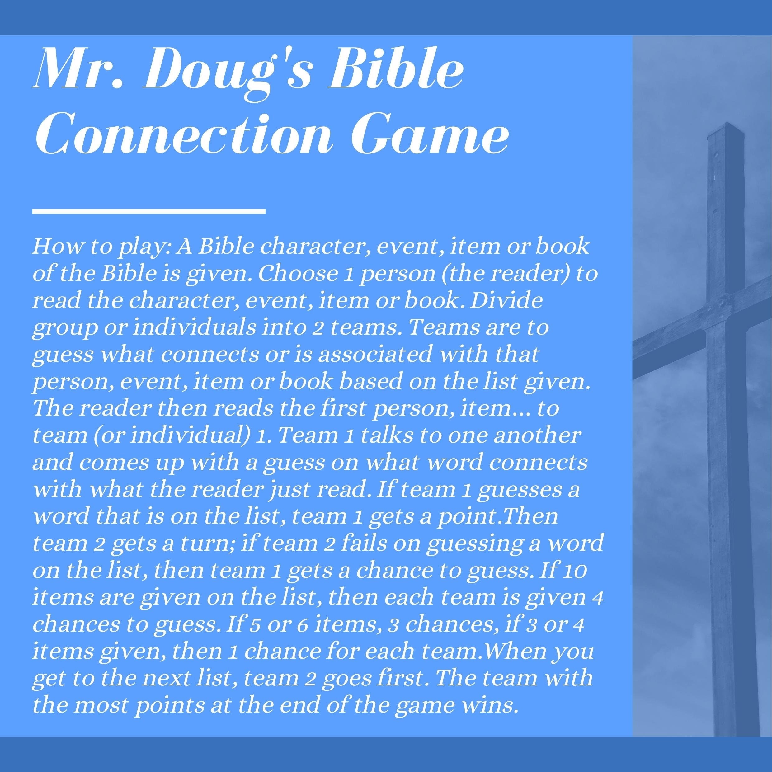 Mr. Doug's Bible Connection Game - Etsy