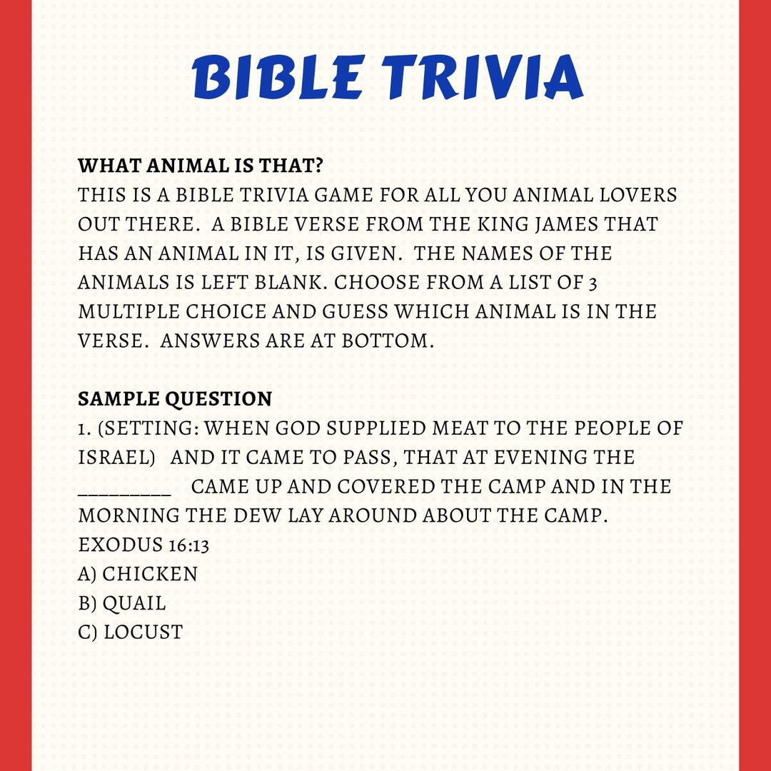 Bible Trivia: What Animal is That? - 100 Bible Verses With an Animal ...
