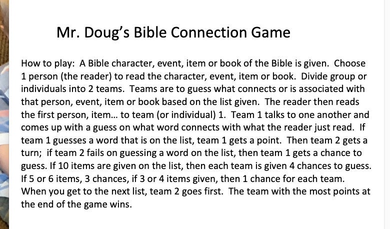 Mr. Doug's Bible Connection Game - Etsy