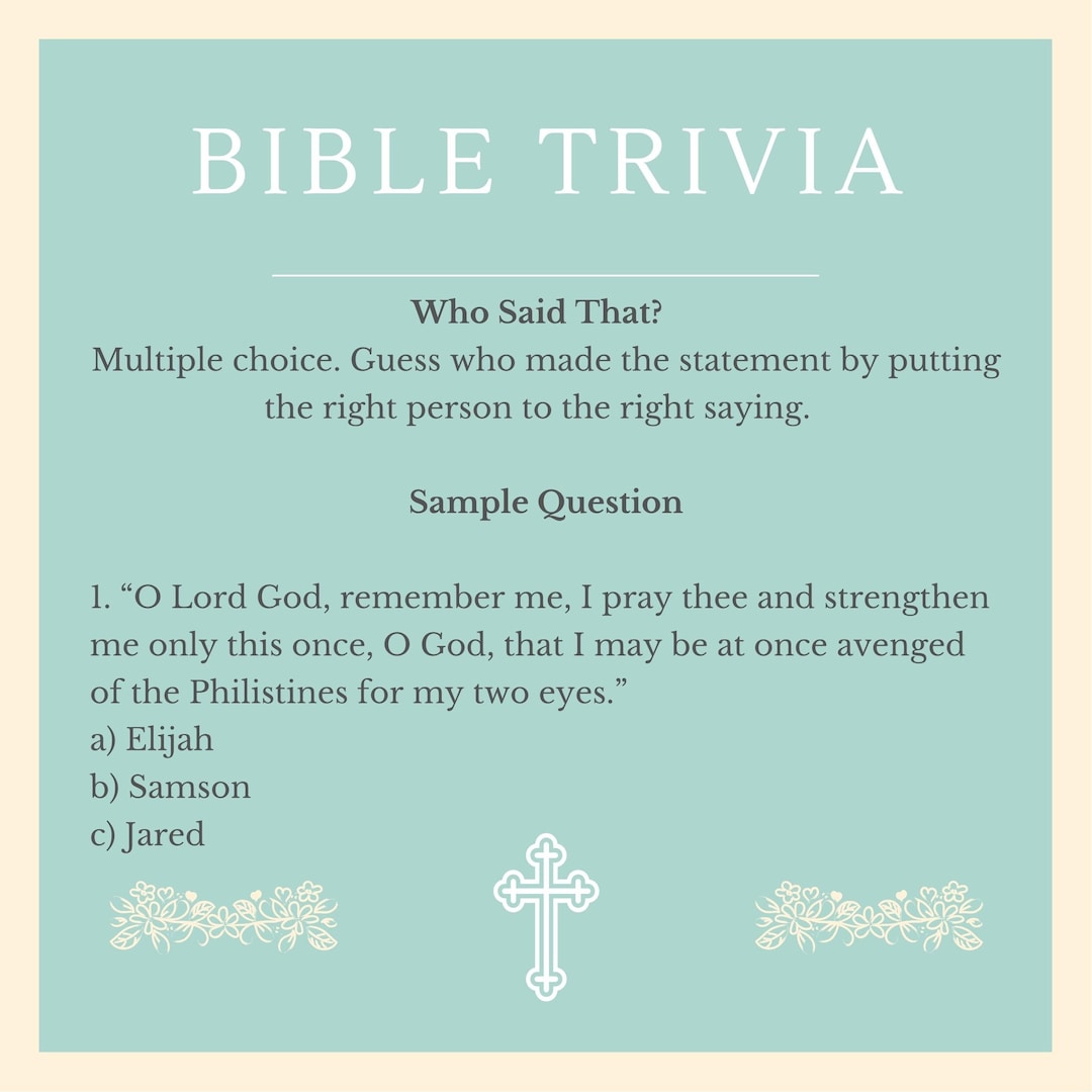 Bible Trivia Who Said That. 100 Quotes to Test Your Bible Knowledge ...