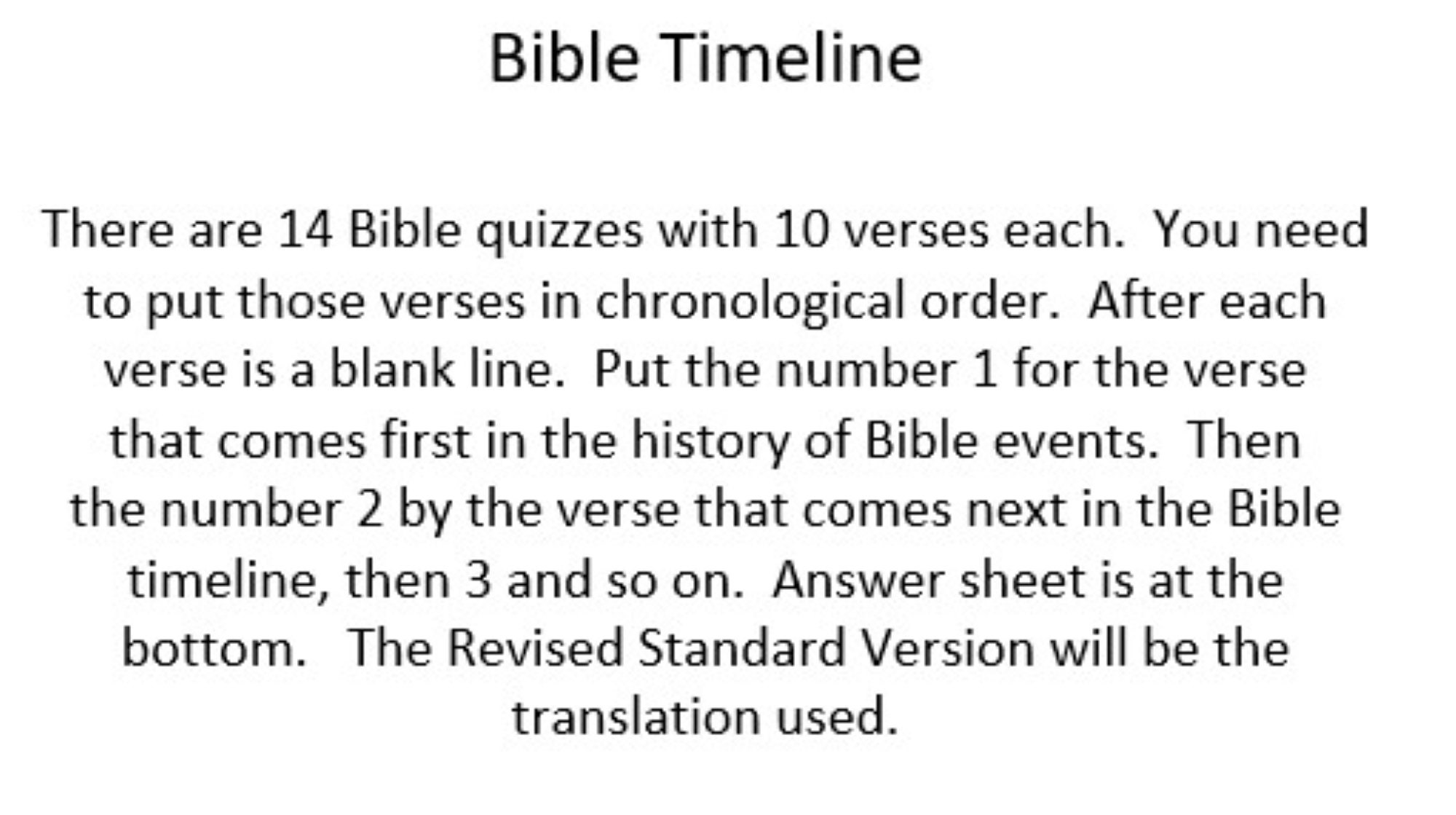 Bible Trivia: Bible Timeline Quiz - Contains 20 Bible Quizzes With 10 ...