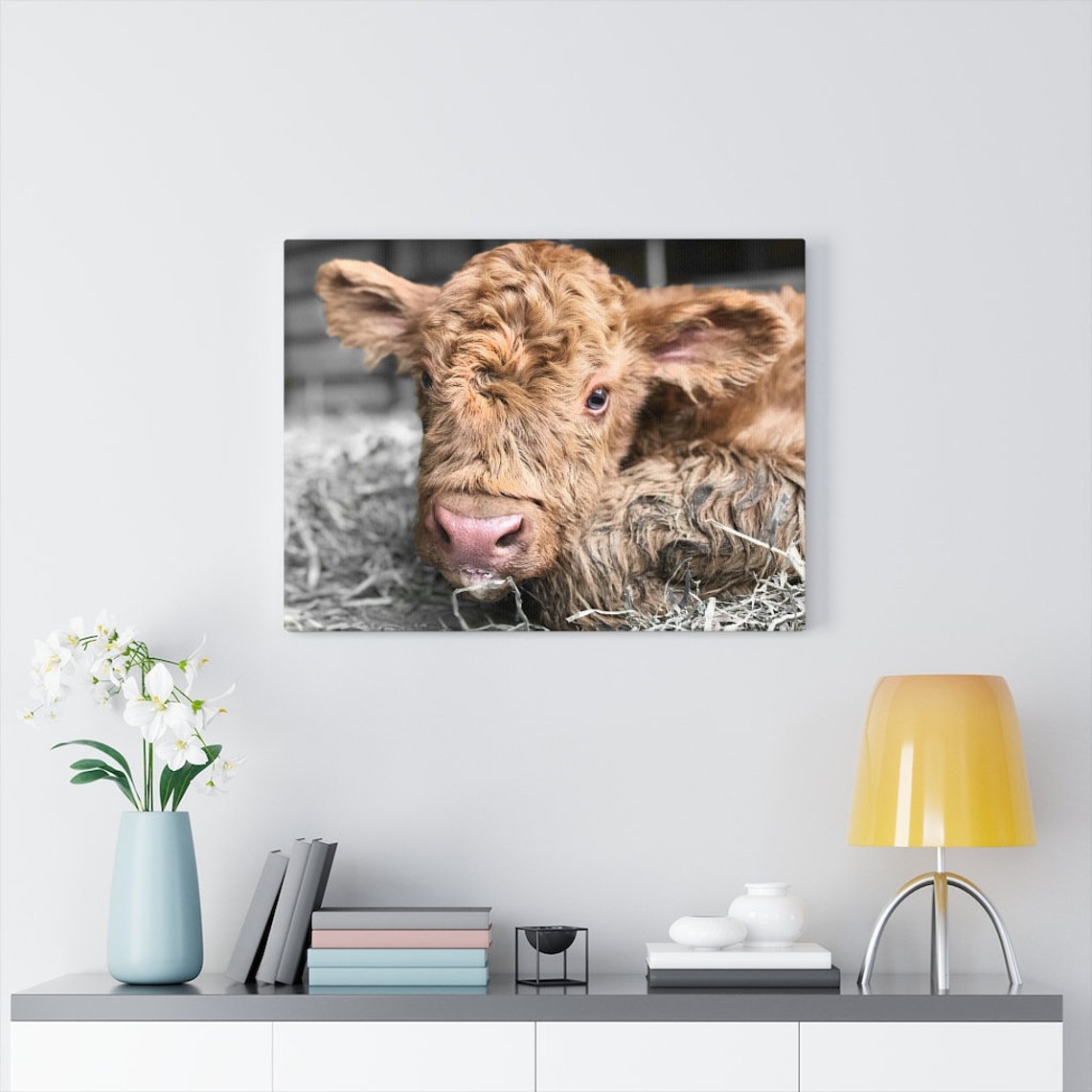 Canvas Art Ferme Décor mural Animal Vache Veau Highland | Etsy