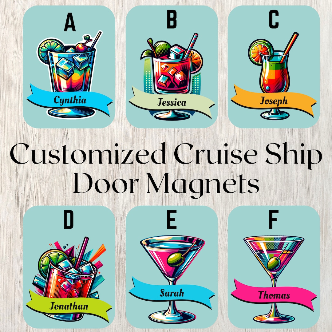 Custom Cruise Door Magnets Personalized Colorful Cocktail Cruise ...