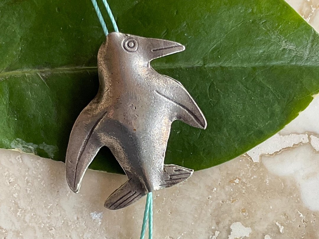 Large Silver Penguin From Thailand: One Bead - Etsy