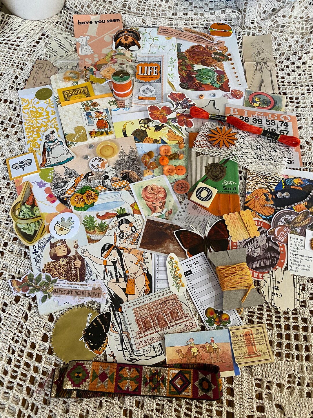 Vintage Ephemera Packet for Junk Journals and Crafts Orange - Etsy