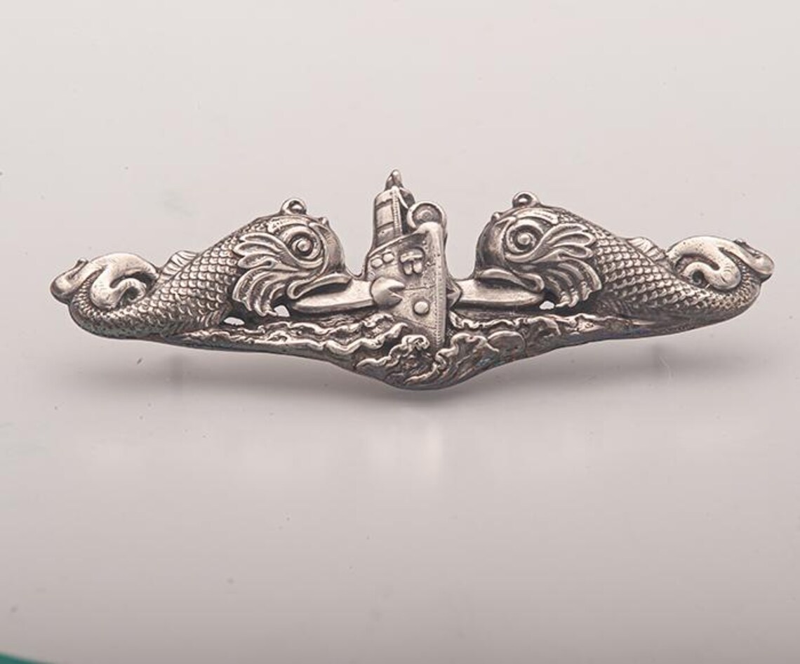 Sterling Silver Submarine Dolphins Insignia - Etsy