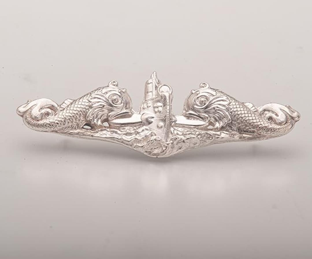 Sterling Silver Submarine Dolphins Insignia - Etsy