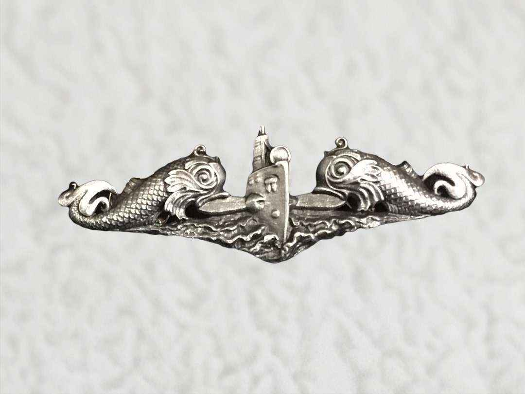 Sterling Silver Submarine Dolphins Insignia - Etsy