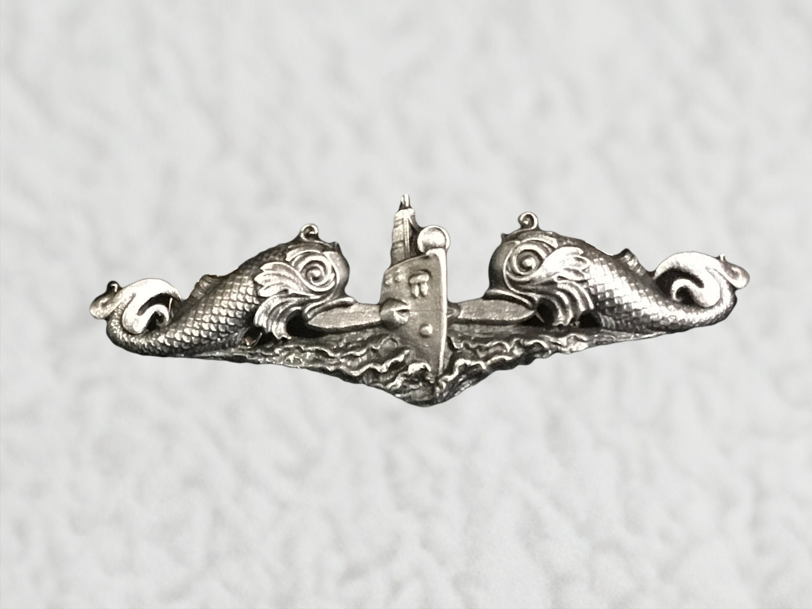 Sterling Silver Submarine Dolphins Insignia - Etsy