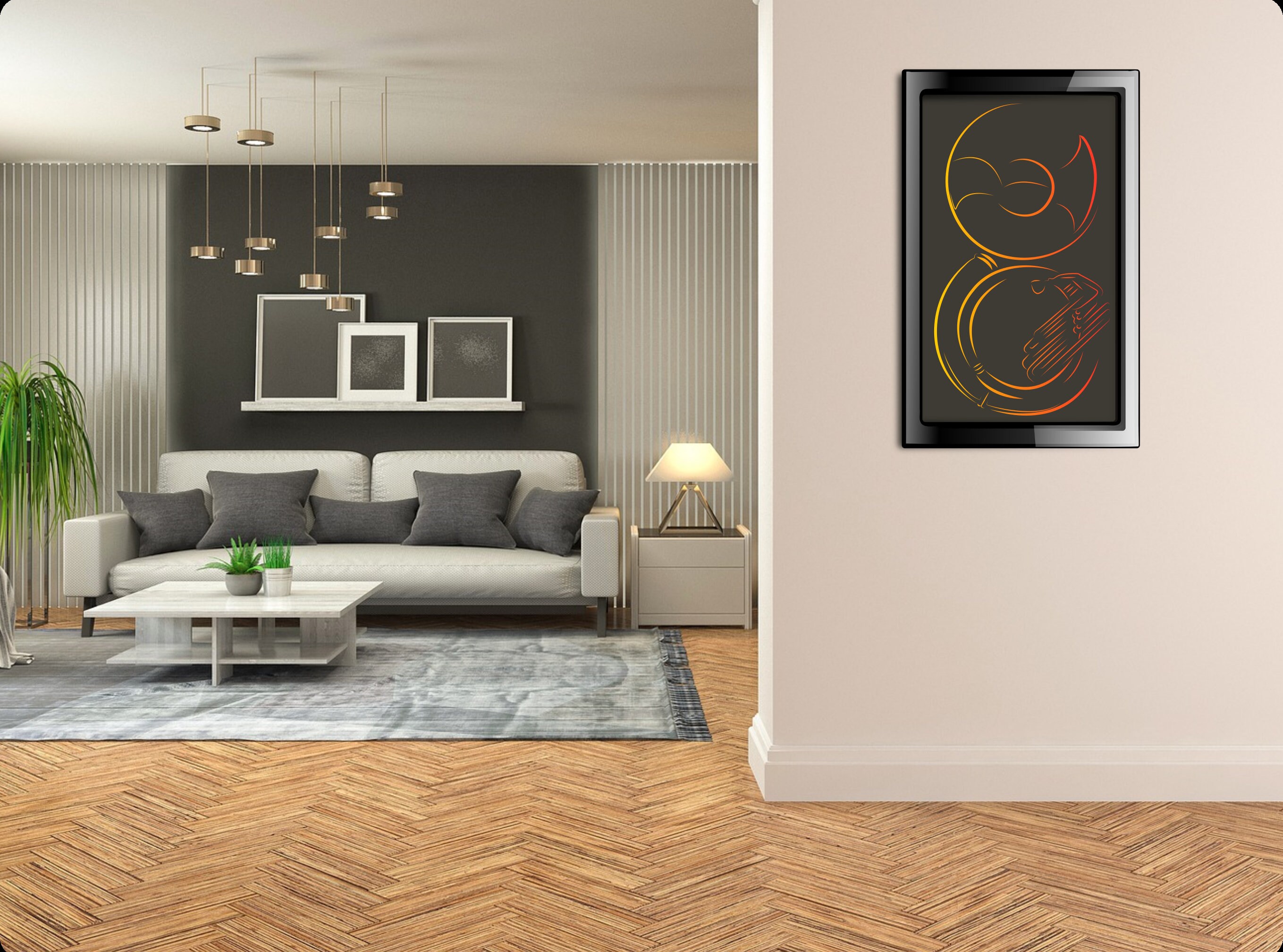 Tuba Fire Digital File for Abstract Wall Decor, Minimalist Art for Any ...