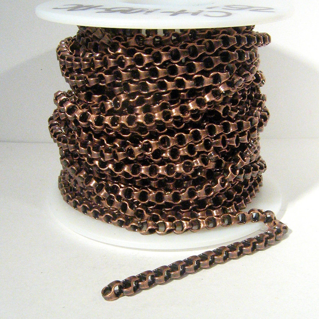 Box Link Rolo Chain - Antique Copper - CH105-AC - Choose Your Length - Etsy