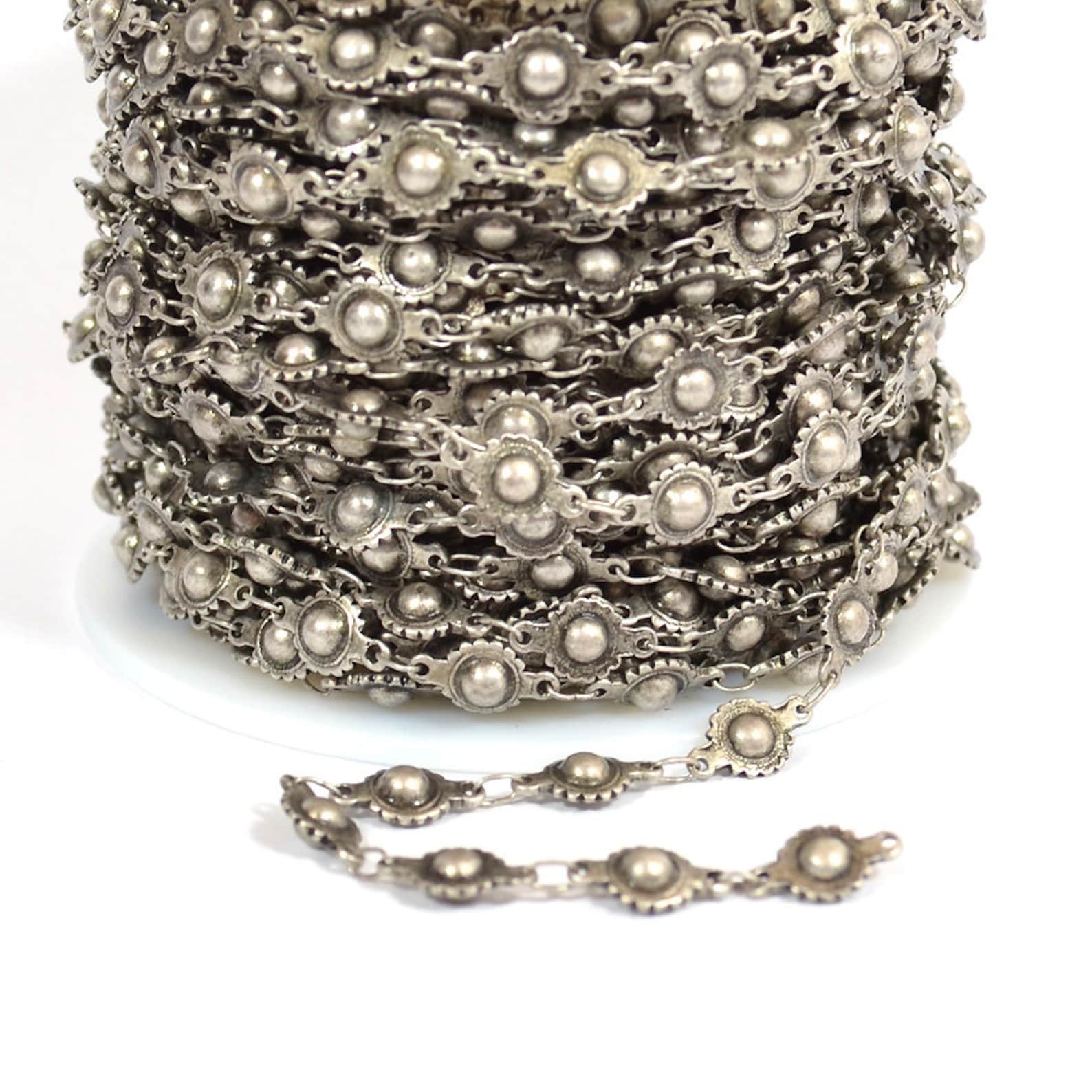 Ball and Cog Chain Antique Silver CH78-AS Choose Your - Etsy