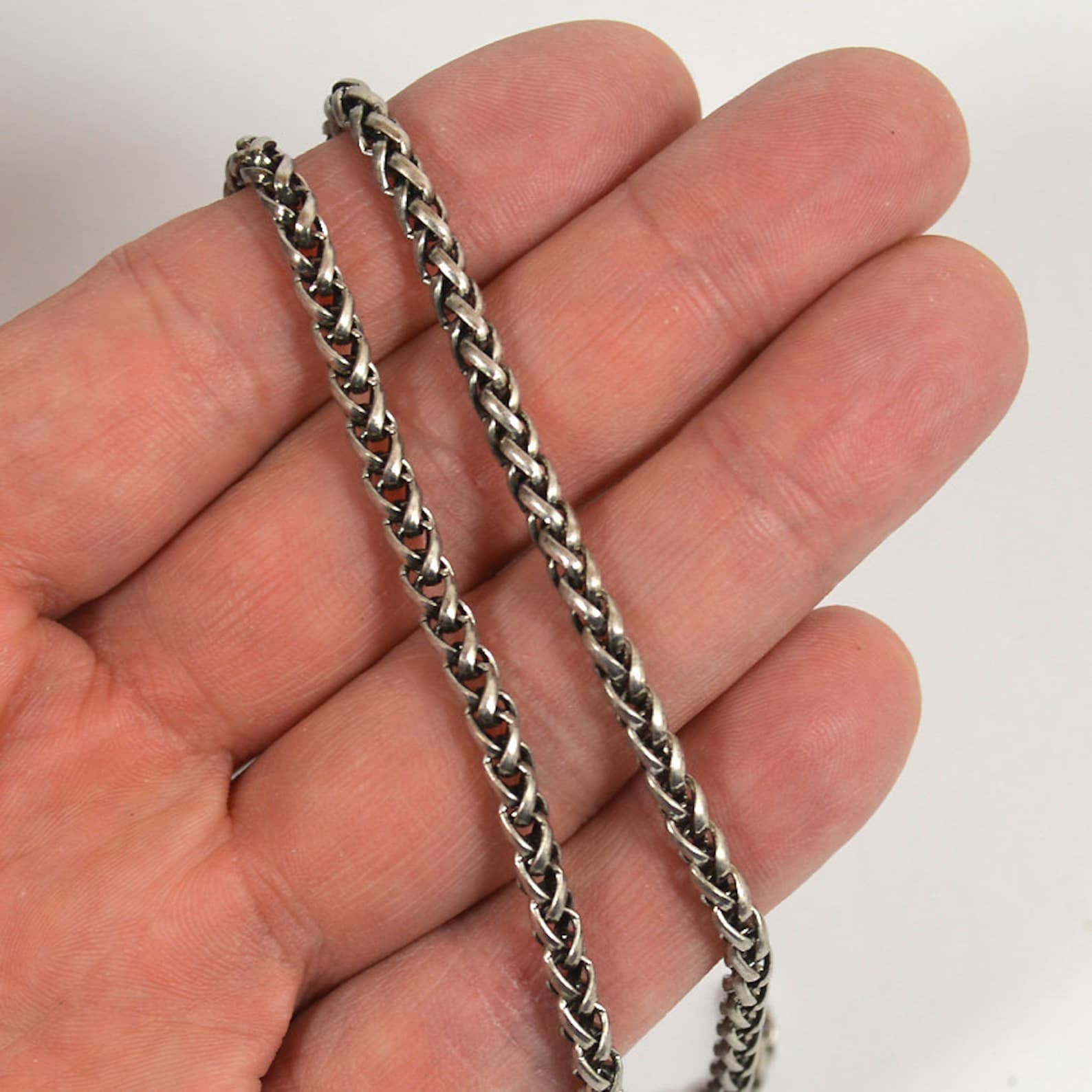 4mm Wheat Chain - Antique Silver - CH121-AS - Choose Your Length - Etsy