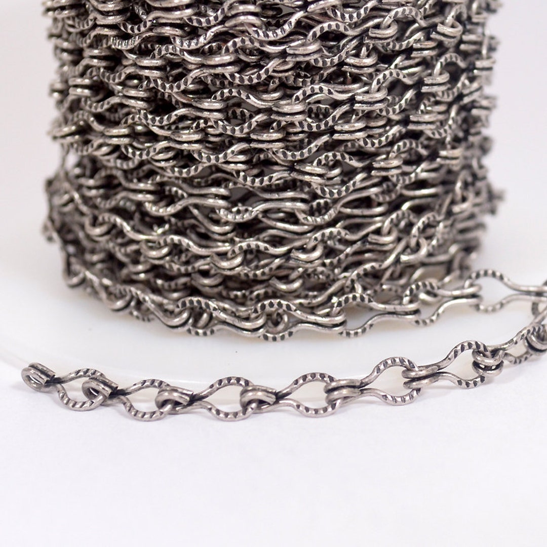 Etched Ladder Chain - Antique Silver - CH136-AS - Choose Your Length - Etsy