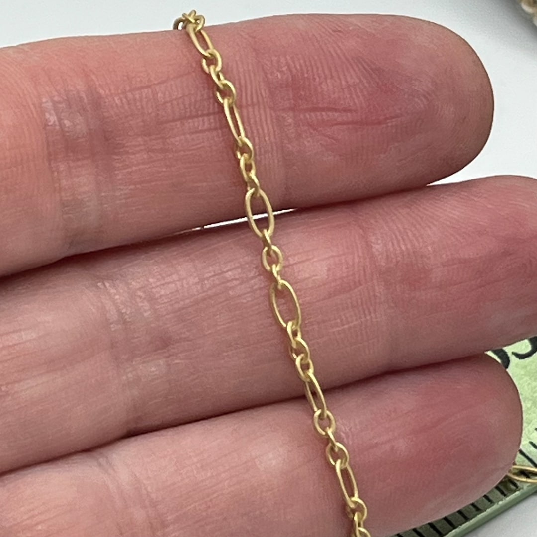 Fine Figaro Chain - Matte Gold Plated - CH25-MG - Choose Your Length - Etsy