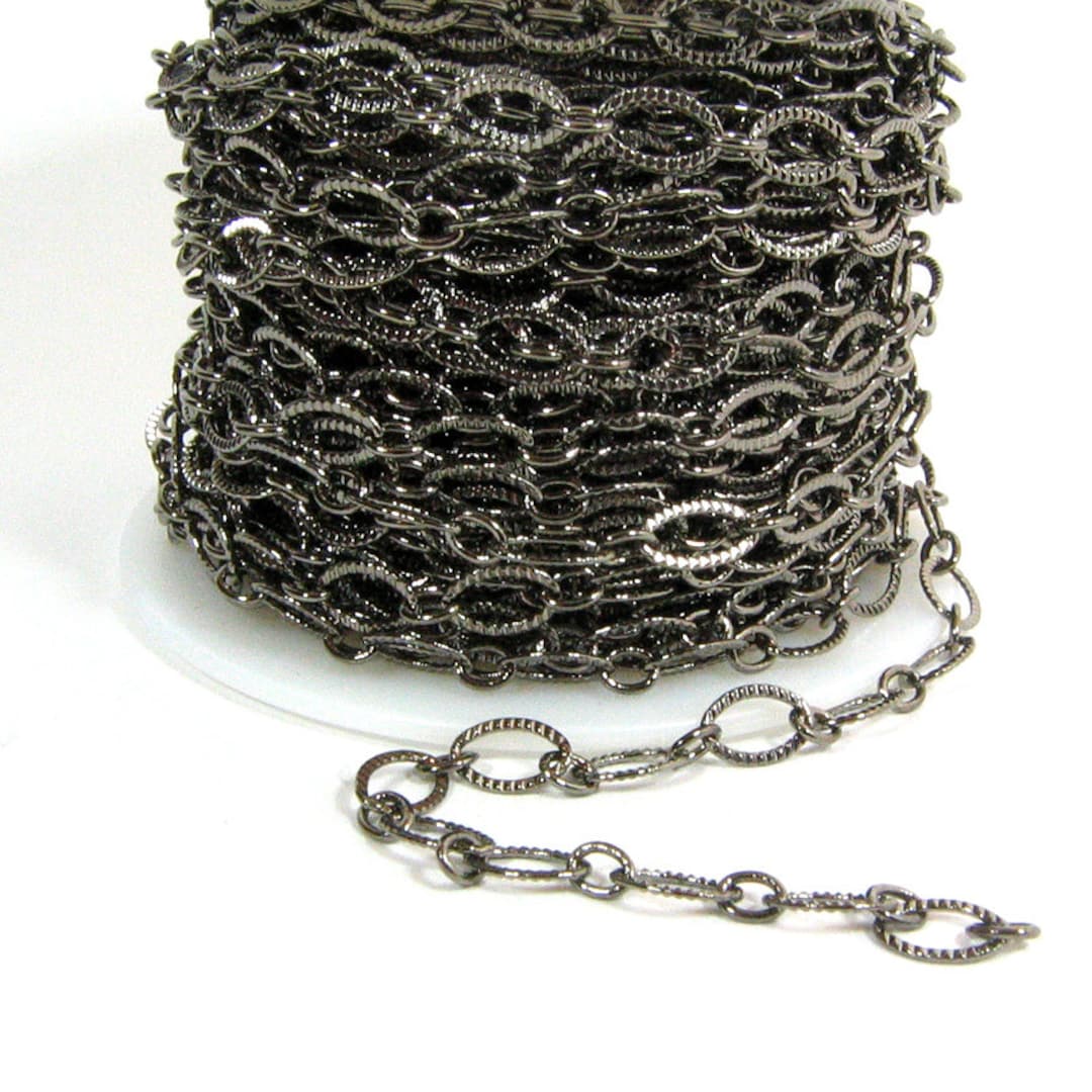 Etched Oval Chain - Gunmetal - CH21-GM - Choose Your Length - Etsy