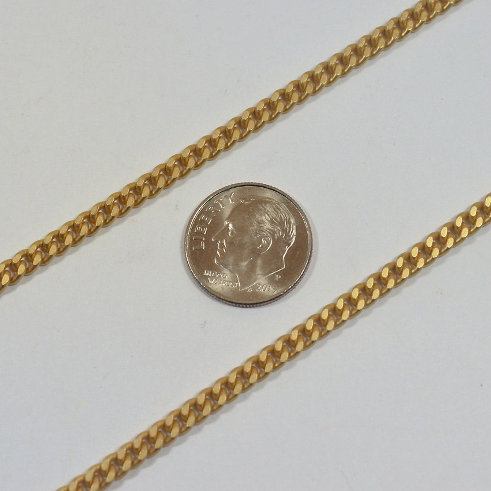Flattened Curb Chain - Matte Gold - CH46-MG - Choose Your Length - Etsy