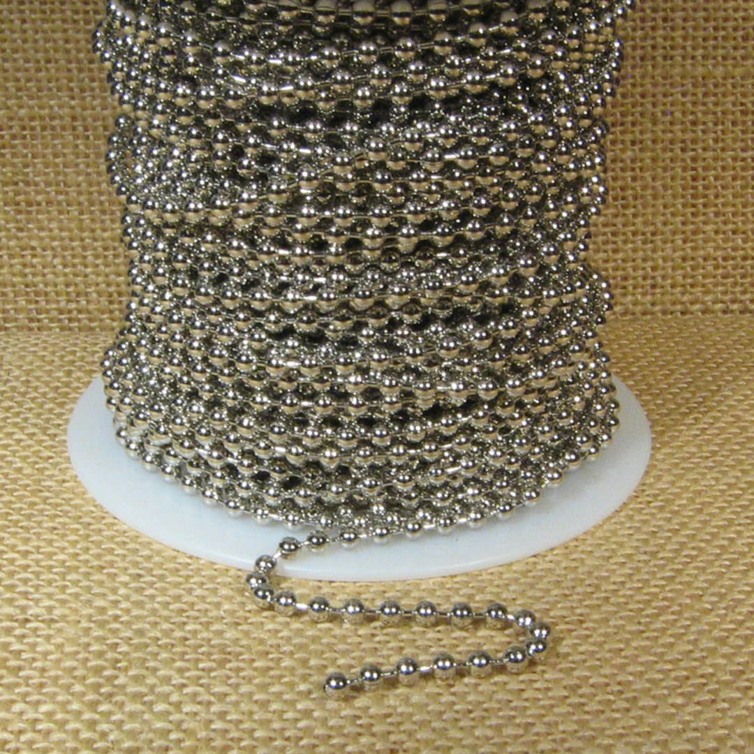 3.2mm Ball Chain - Rhodium - CH97-RH - Choose Your Length - Connectors ...