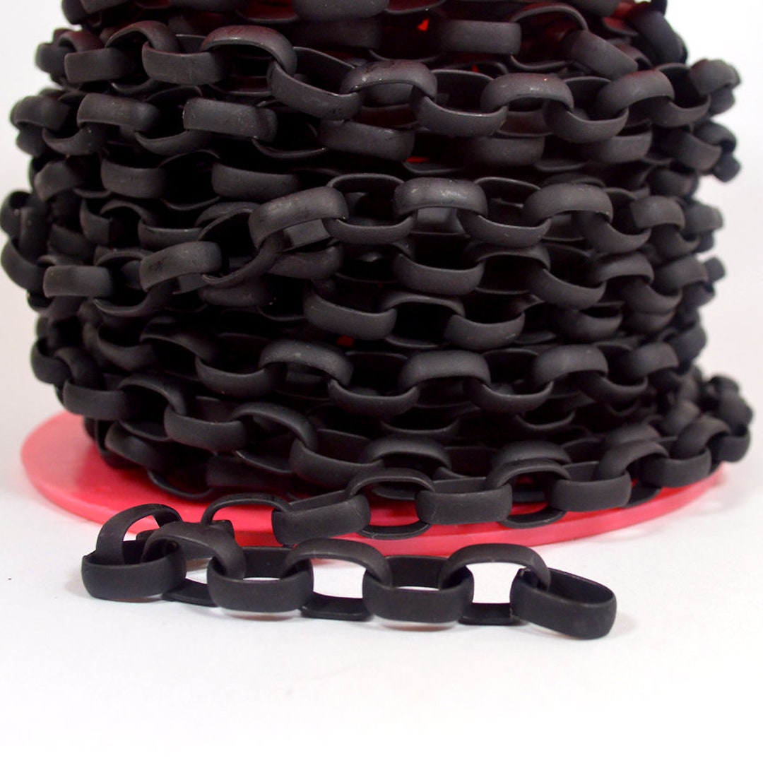 Large Oval Rolo Chain - Midnight Black- CH135-NB - Choose Your Length ...