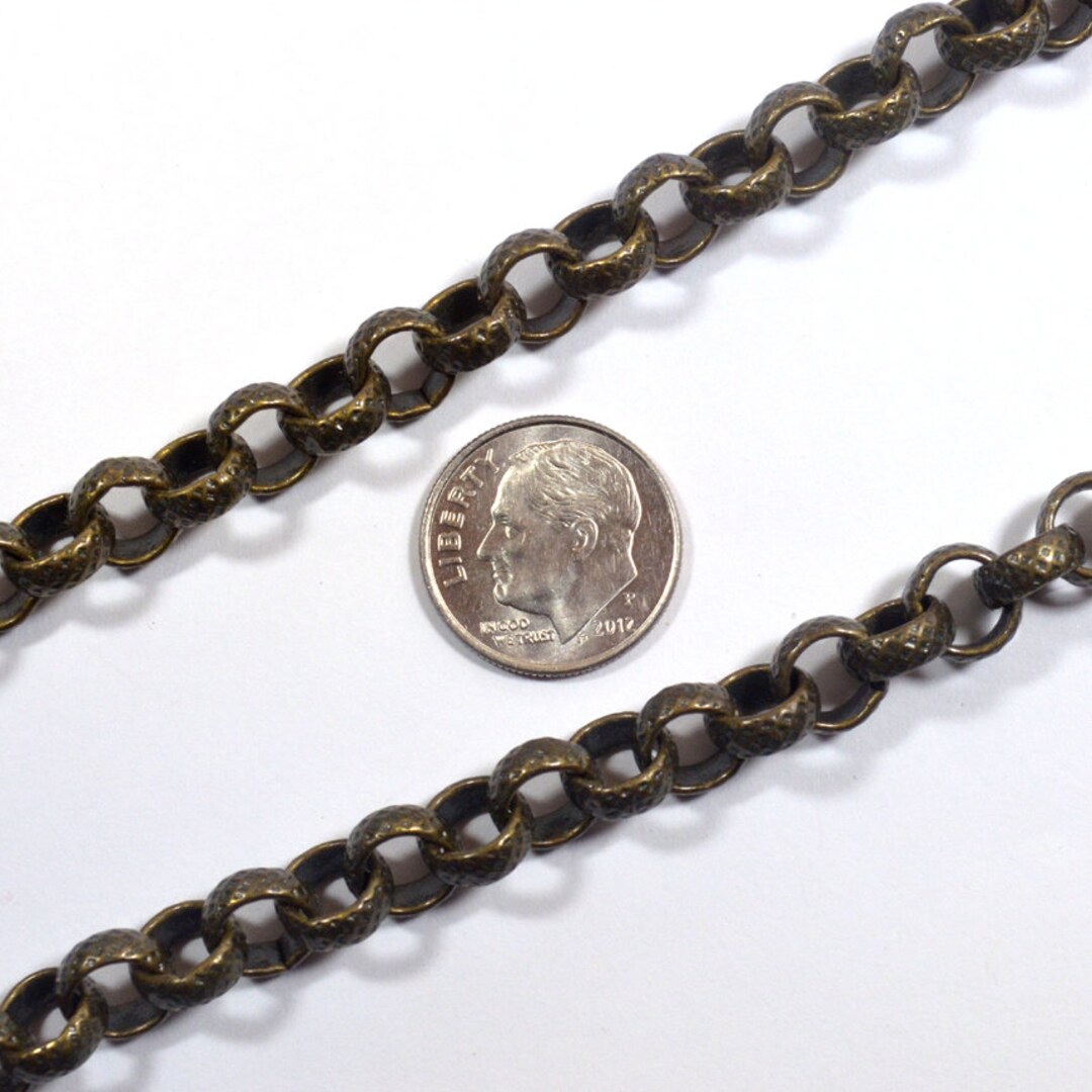 Crosshatch Etched Rolo Chain - Antique Brass - CH92-AB - Choose Your ...