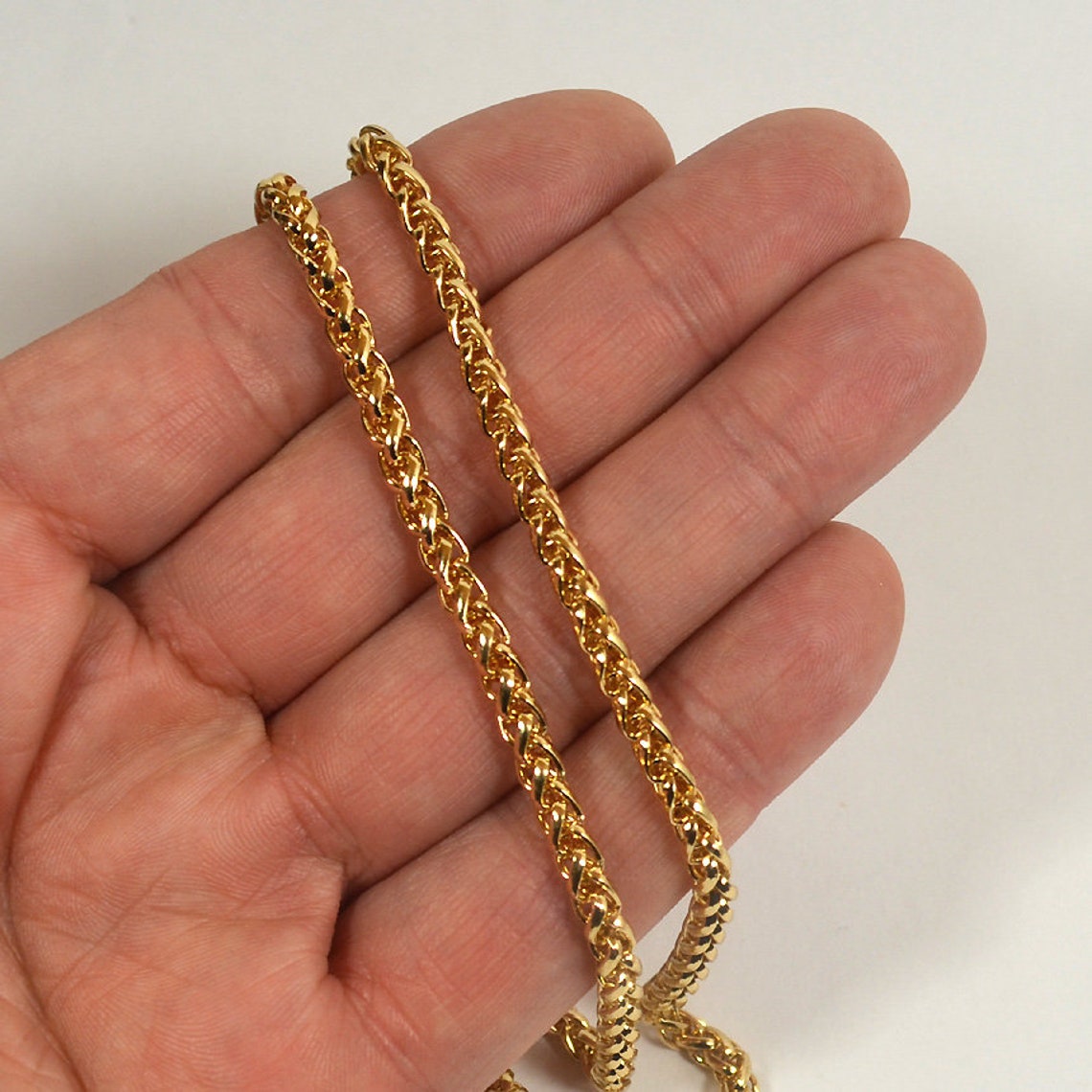 4mm Wheat Chain - Gold Plated - CH121-GP - Choose Your Length - Etsy