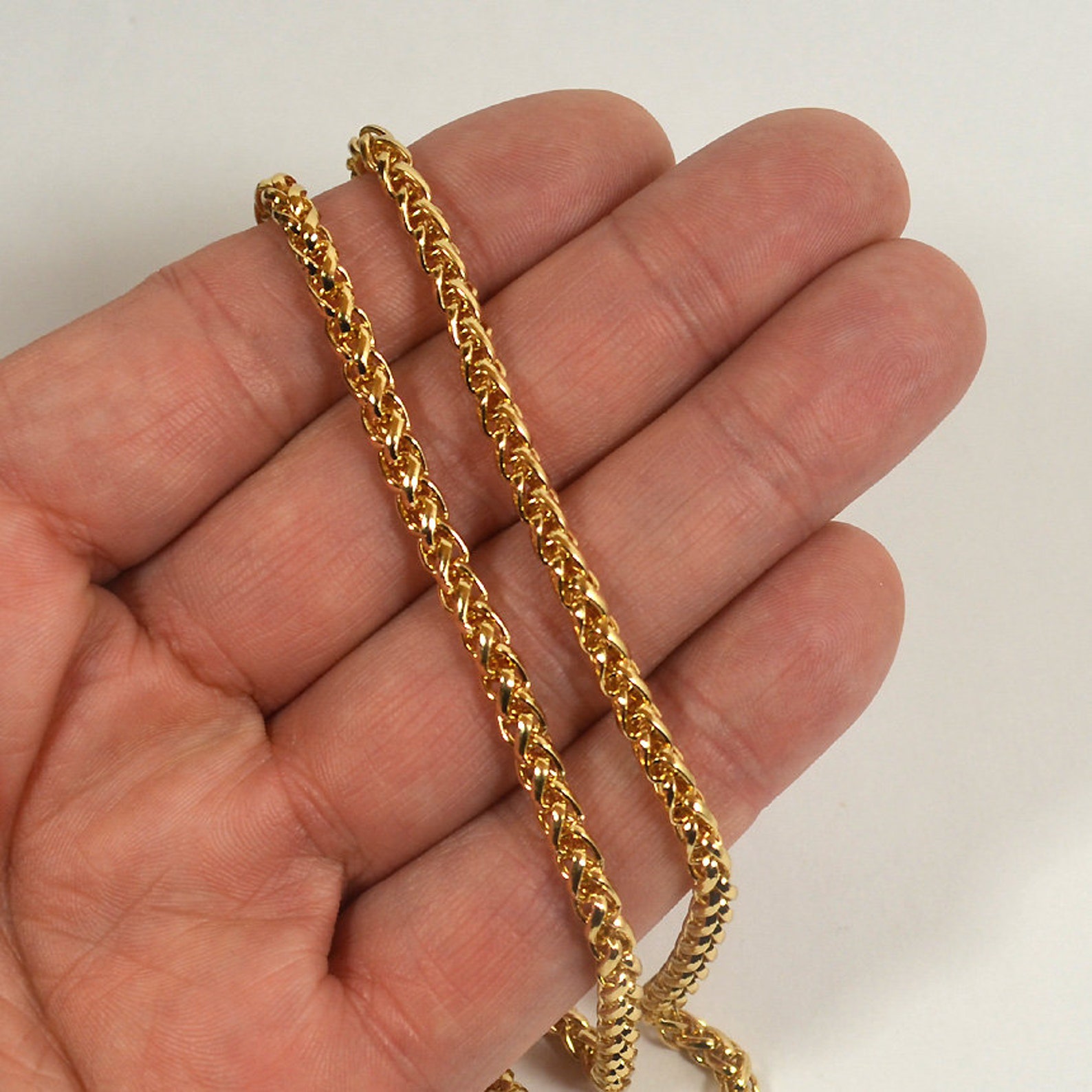 4mm Wheat Chain Gold Plated CH121-GP Choose Your Length - Etsy