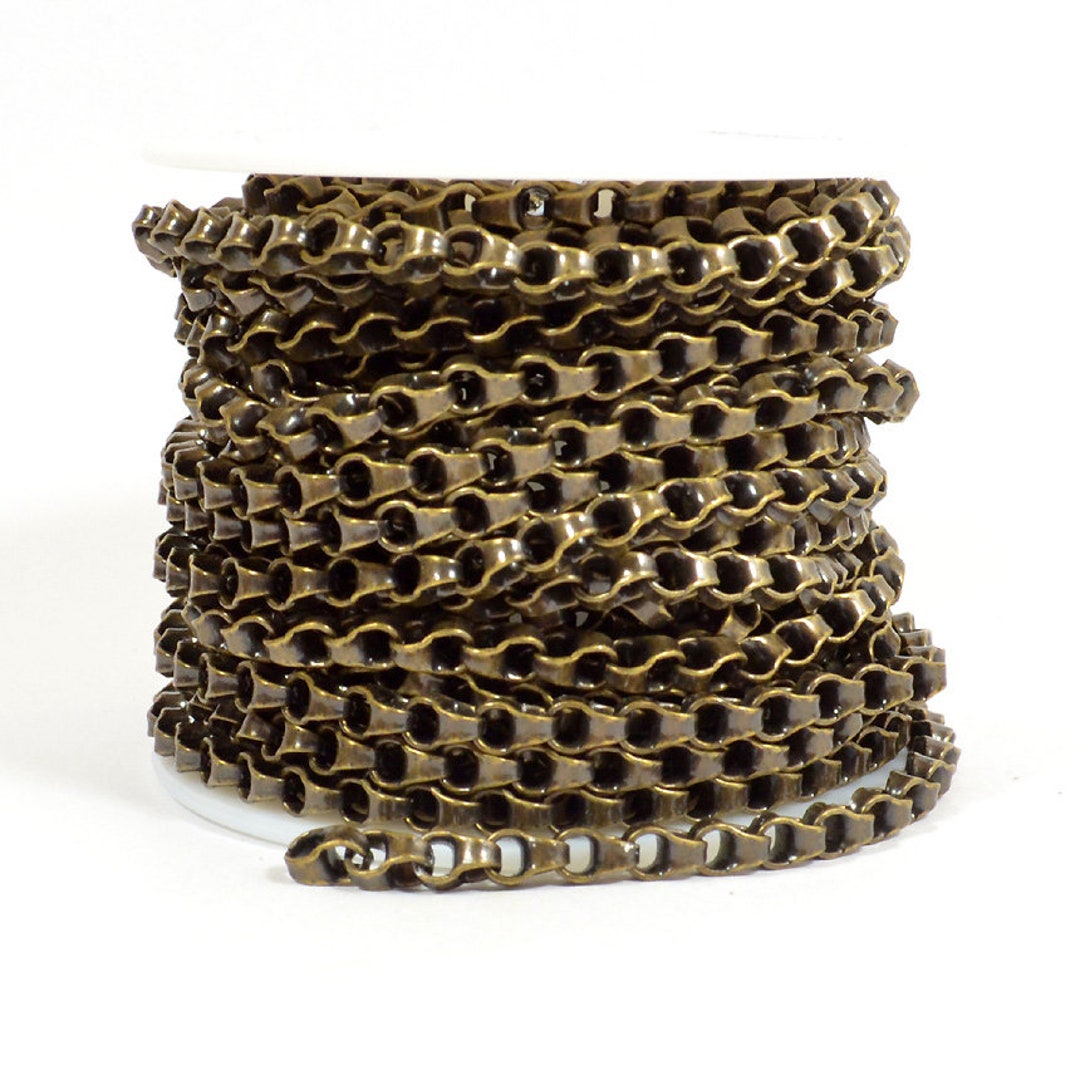 Large Box Link Rolo Chain - Antique Brass - CH145-AB - Choose Your ...