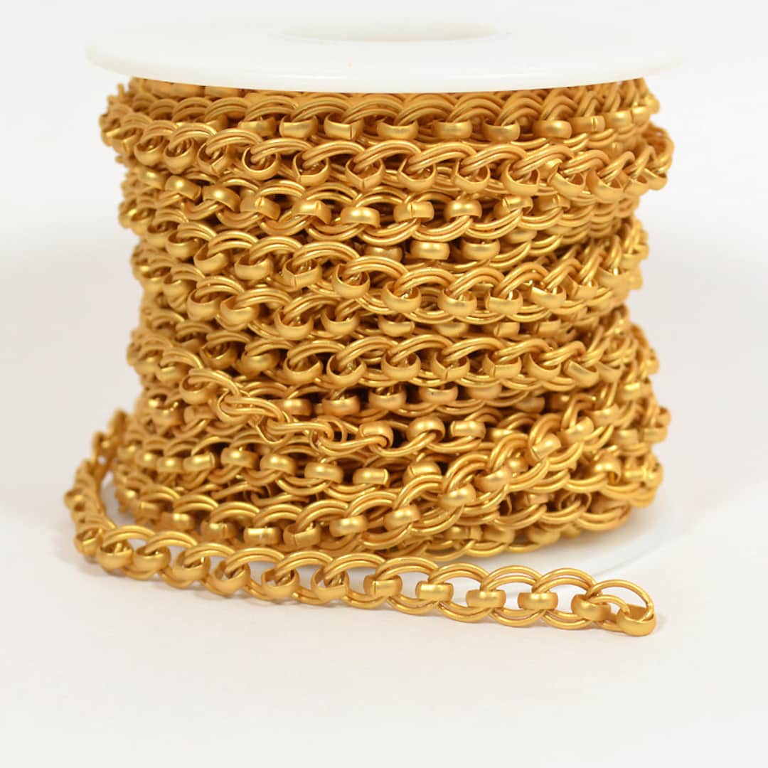 18K Gold Plated Double Link Curb Chain - Matte Gold - CH82-18K - Choose ...