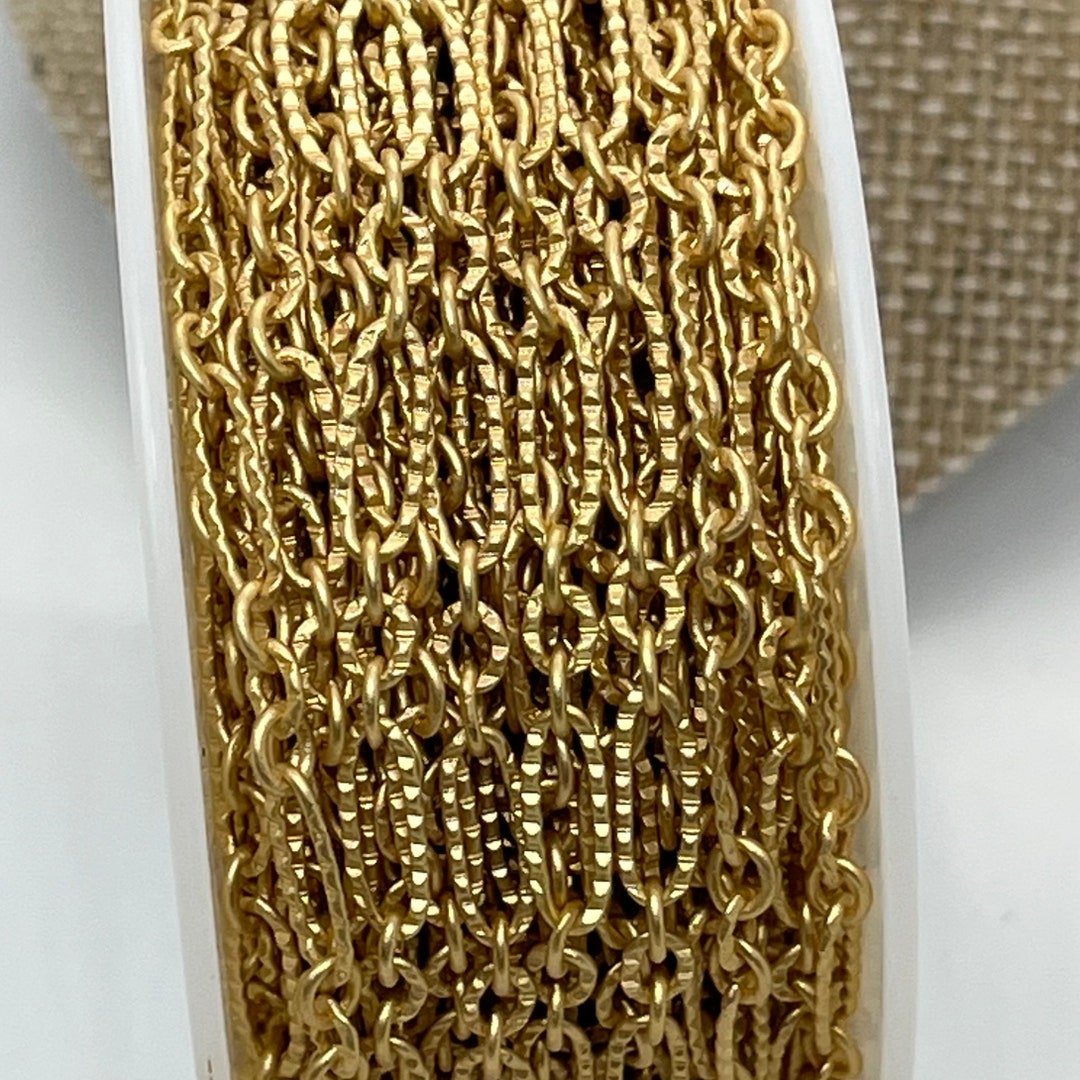 Etched Figaro Chain - Matte Gold - CH123-MG - Choose Your Length - Etsy