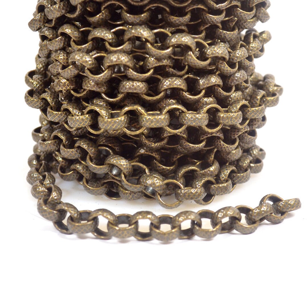 Crosshatch Etched Rolo Chain - Antique Brass - CH92-AB - Choose Your ...