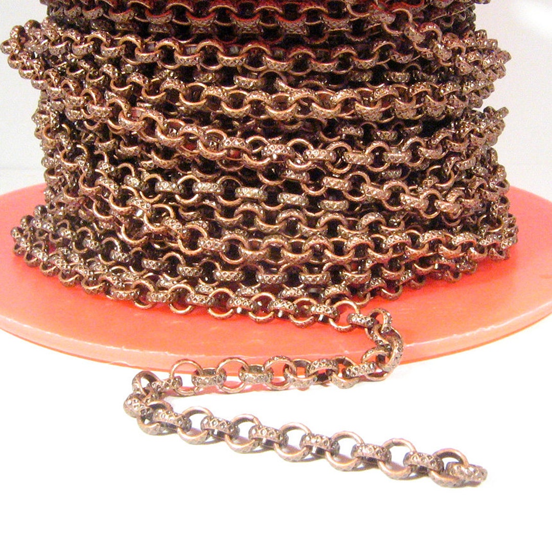 4.6mm Etched X Rolo Chain - Antique Copper- CH93-AC - Choose Your ...